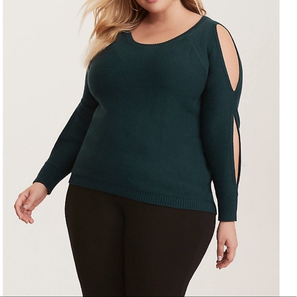 torrid | Sweaters | Torrid Plus Split Cut Out Sleeve Pullover Sweater ...